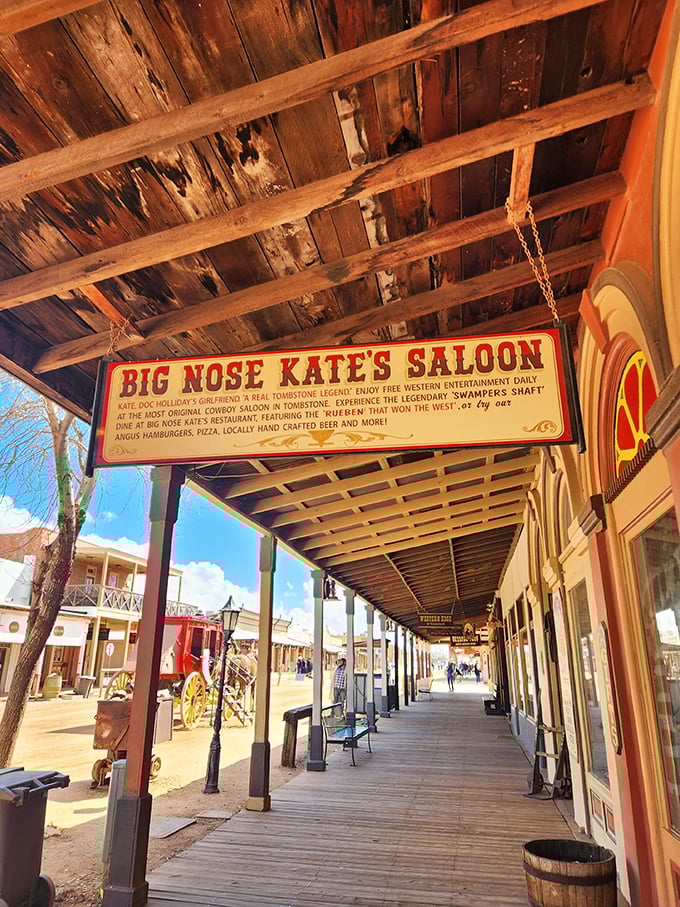 Inside, it's like the set of "Tombstone" came to life. Grab a seat and soak in the Old West vibes!