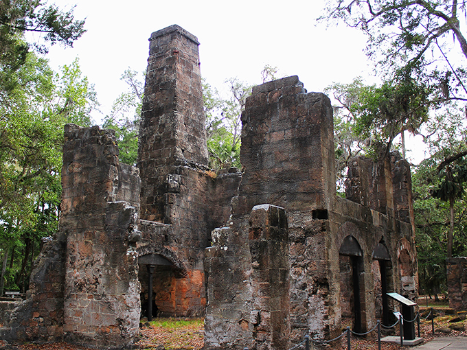 Southern Gothic comes alive! Moss-draped oaks whisper secrets of the past around these impressive plantation remains.