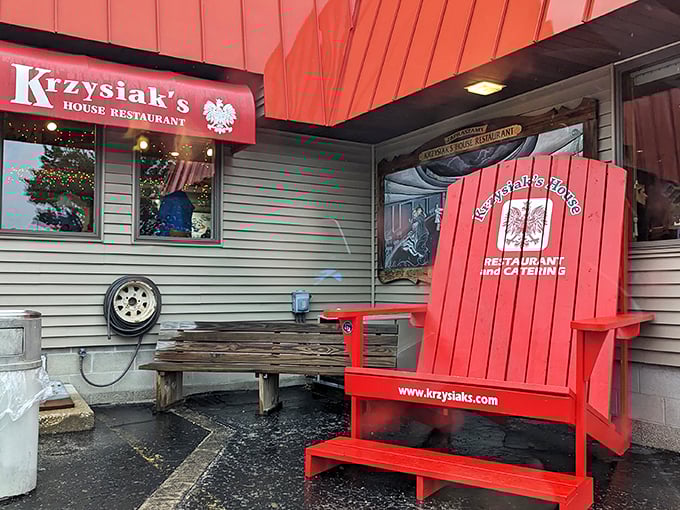 Giant chair alert! At Krzysiak's, the food is as oversized as the outdoor furniture. Prepare for a buffet that'll have you waddling out like a happy penguin.