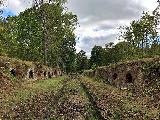 Arches of industry past. These ovens once fired the heart of Ohio's iron production. Now they're a haunting backdrop for nature walks.