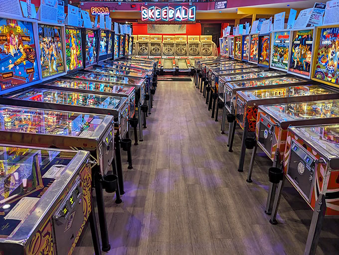 Pit stop perfection! Stretch your thumbs and challenge your travel buddies to a pinball showdown.