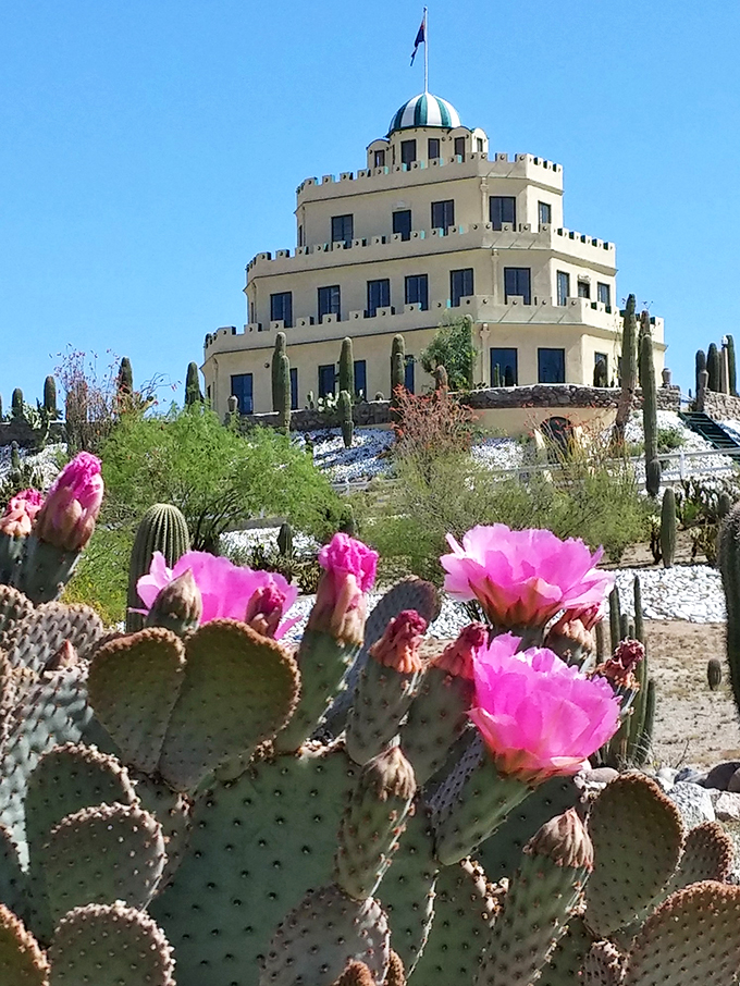 Prickly pears meet fairytale flair: This castle proves even the desert can have its Cinderella moment.