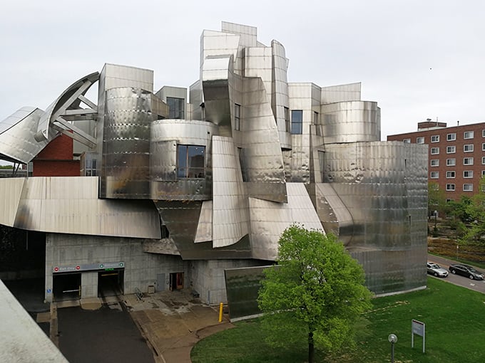 Inside this architectural Rubik's Cube, modern art mingles with natural light, creating a playground for the eyes and imagination.