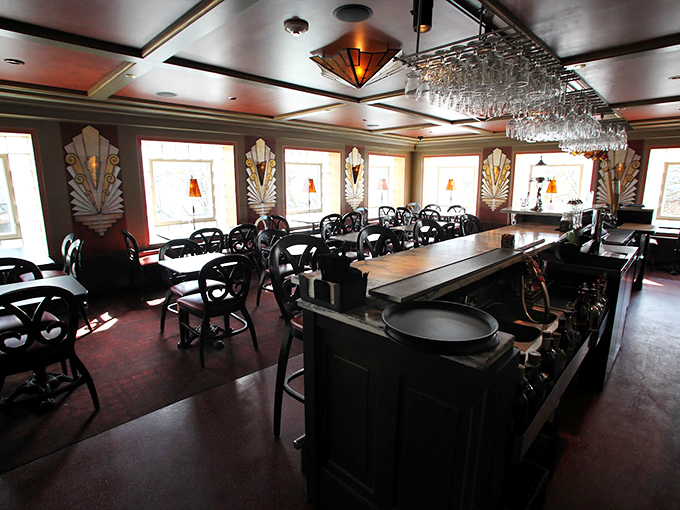 Step into a time machine disguised as a bistro. Art deco meets cozy charm in this dining room that whispers, "Stay awhile."