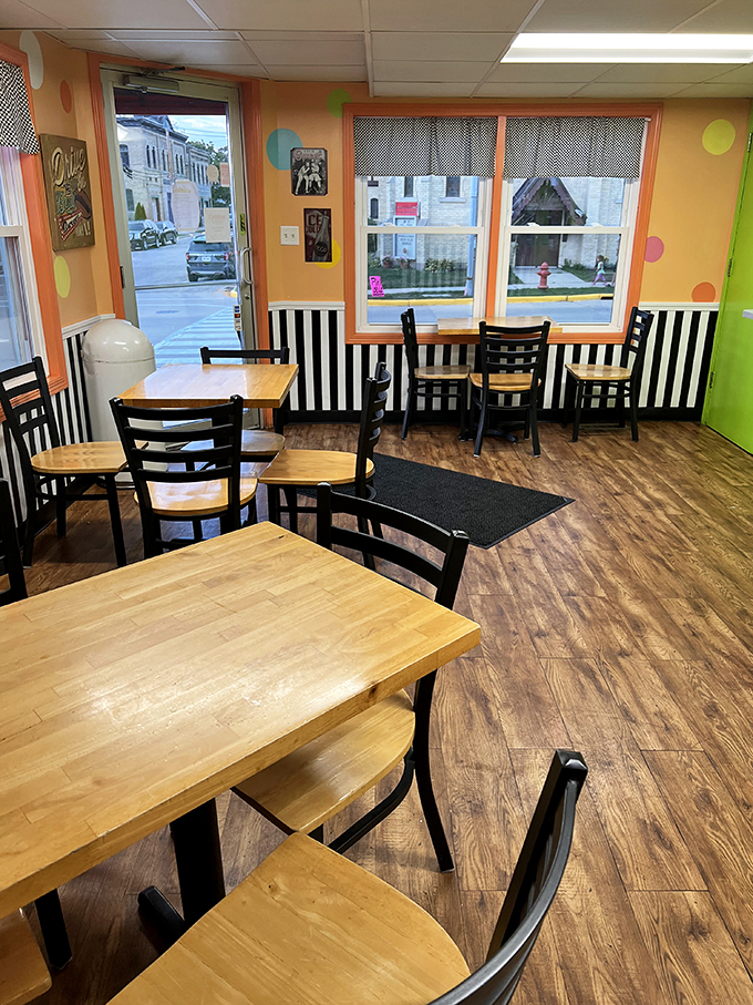 Retro chic meets comfort food haven. This dining area is where memories are made, one bite at a time.