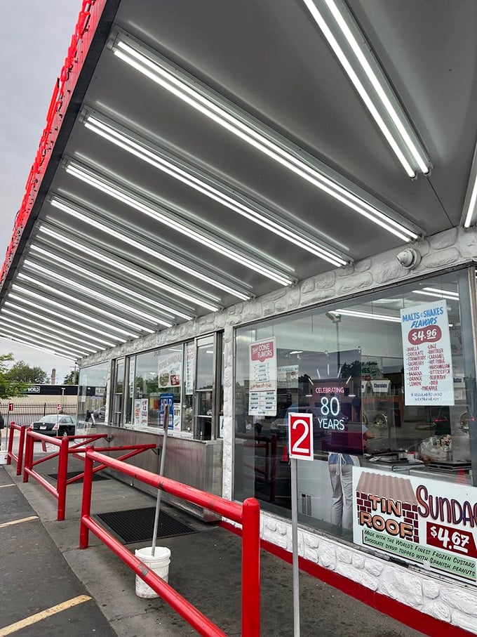 Decisions, decisions! The front counter at Leon's is like a dessert command center, where creamy dreams come true one scoop at a time.