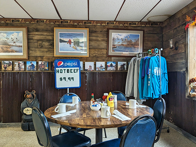 Step inside and travel back in time! With rustic wood paneling and local artwork, it's like dining in your favorite uncle's cabin &ndash; if he were a gourmet chef.