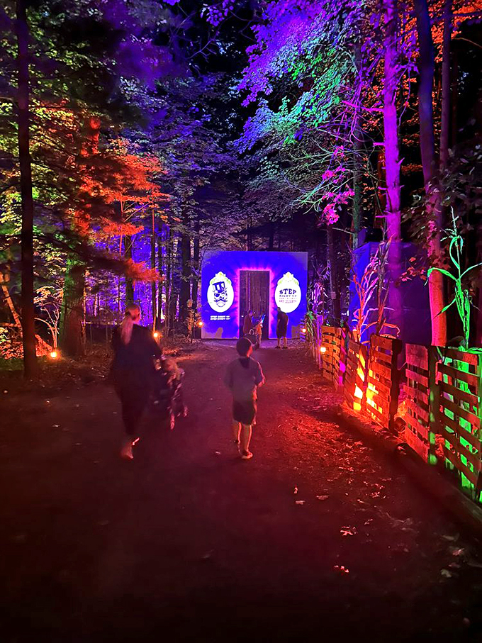 Welcome to wonderland! This entrance is like Alice's rabbit hole, if the rabbit was really into EDM and laser shows.