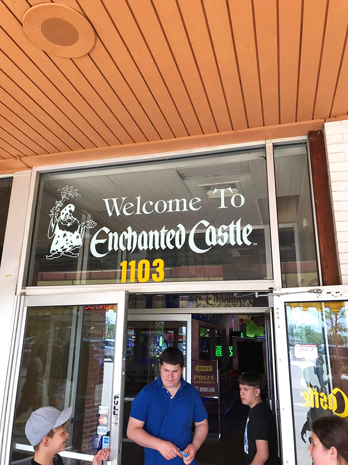 "Open sesame!" The magical portal to fun beckons, complete with a wizard mascot. No secret password required, just a sense of adventure.