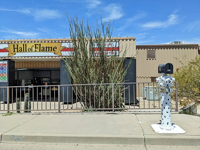 A Dalmatian-spotted hydrant guards the entrance, as if to say, "Welcome to the hottest spot in Phoenix!"