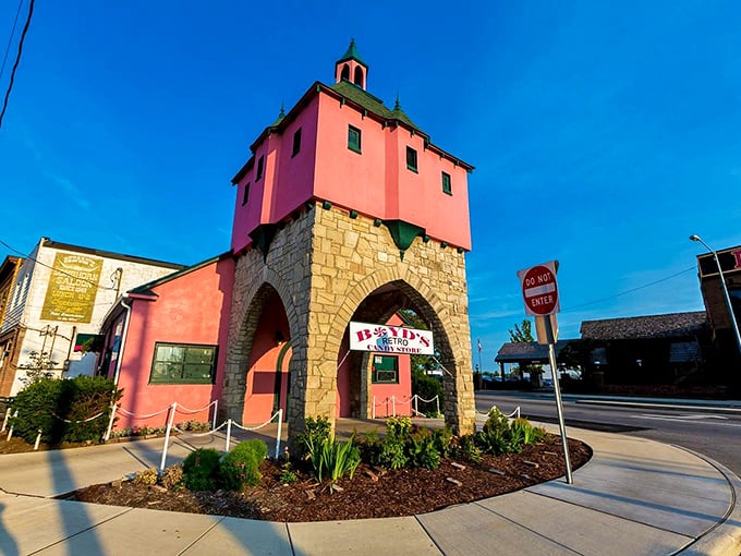 Step through the looking glass! This whimsical entrance isn't just a doorway; it's a portal to your fondest childhood memories, wrapped in colorful nostalgia.