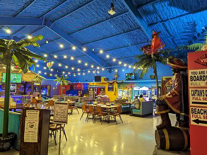Step inside and suddenly you're in Margaritaville meets Gilligan's Island. Who knew paradise was just off the Illinois River?