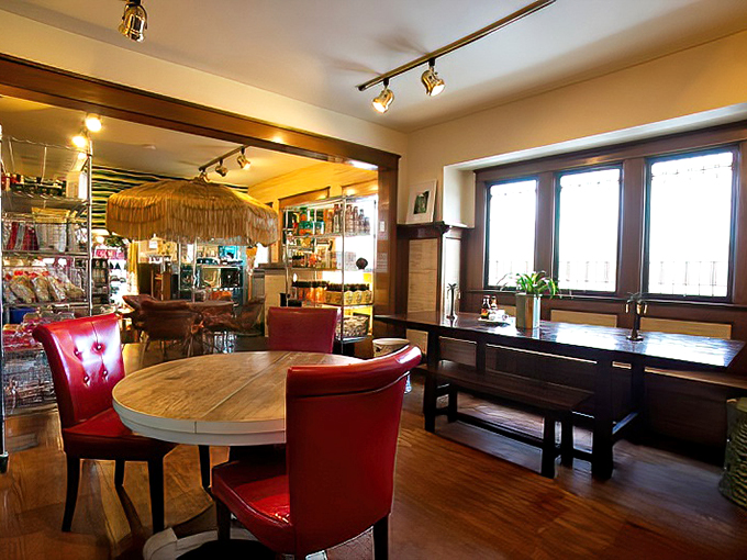 Step inside and suddenly you're in a cozy Hawaiian oasis. Is that a thatched-roof bar or am I hallucinating from winter fatigue?