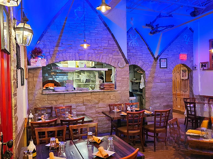 Step inside and suddenly you're in Puglia! These stone arches and moody lighting transport you faster than any passport could.