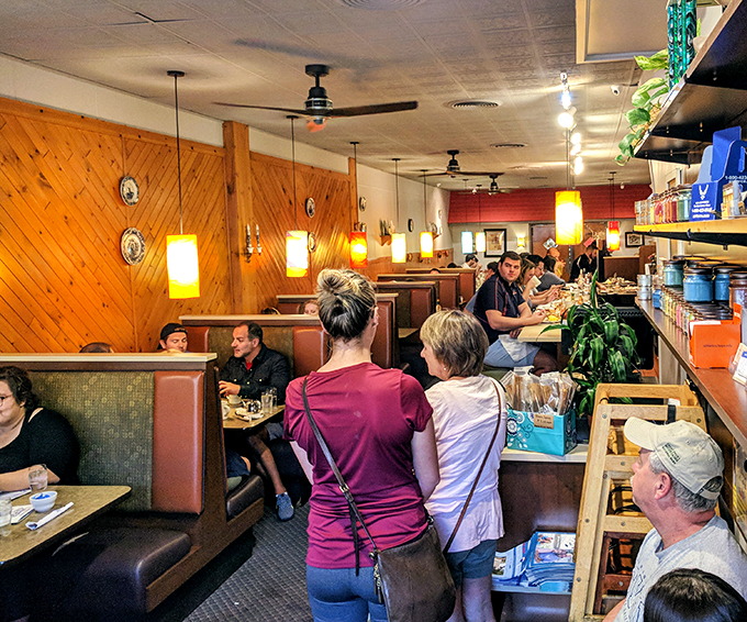 Step into a time machine disguised as a diner. Wood paneling, warm lighting, and the promise of hearty meals await.