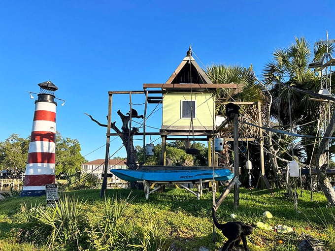 It's like a miniature Gilligan's Island, but with monkeys instead of castaways. Talk about a primate paradise!