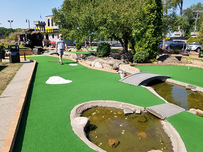 Bridges, ponds, and perfectly manicured greens - this mini-golf course is like a bonsai garden where your ball is the protagonist in a tiny adventure story.