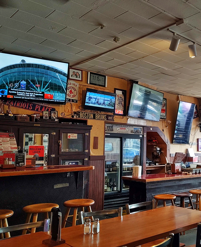 Welcome to the land of sports and sustenance! Rollie's interior is a treasure trove of memorabilia that'll have you cheering before you even order.