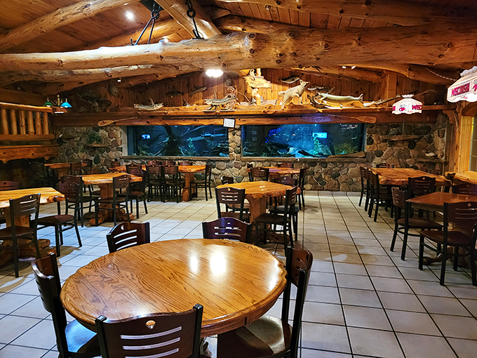 Dine with the fishes! This aquatic-themed dining room brings new meaning to "catch of the day" with its mesmerizing indoor pond.