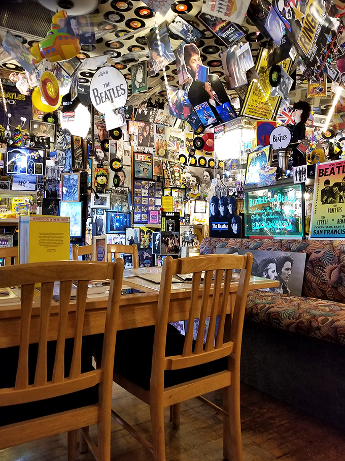 Holy memorabilia, Batman! It's like the Beatles exploded and decorated this place with their musical DNA.