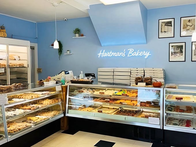 Step into a world where calories don't count! Hartman's blue-hued interior is a soothing backdrop for the star attractions &ndash; those tantalizing display cases full of edible joy.