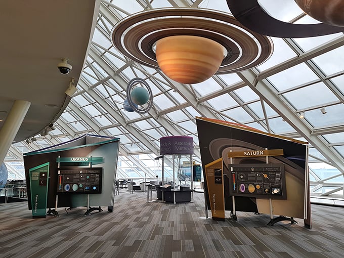 Step into a solar system showroom! Saturn's rings steal the spotlight, while Uranus and Neptune wait in the wings like cosmic understudies ready for their close-up.