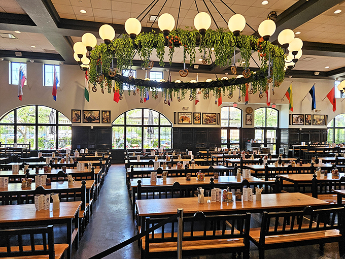 Forget the gym - this chandelier's doing all the heavy lifting! A feast for the eyes that rivals the feast for your stomach.