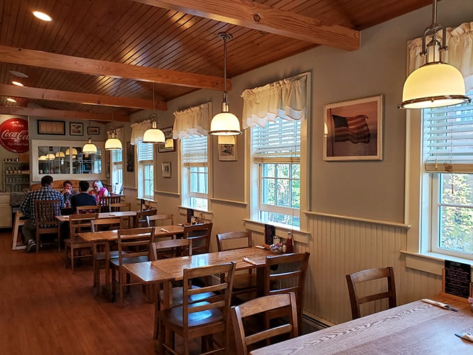 Step inside and travel back in time! Dot's interior is like a warm hug from your favorite aunt, complete with cozy wood paneling and inviting tables.