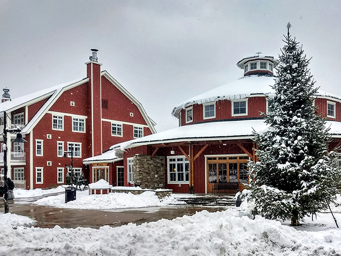 Winter wonderland or Santa's summer home? Sugarbush's snow-dusted buildings look like they've jumped straight out of a holiday card. Talk about a picture-perfect getaway!