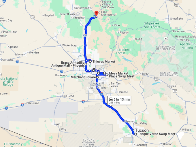 21 arizona vintage flea markets map