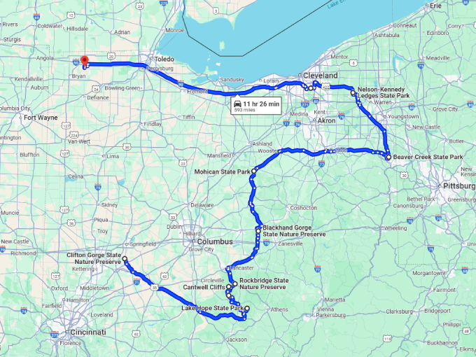 23 ohio natural wonders map