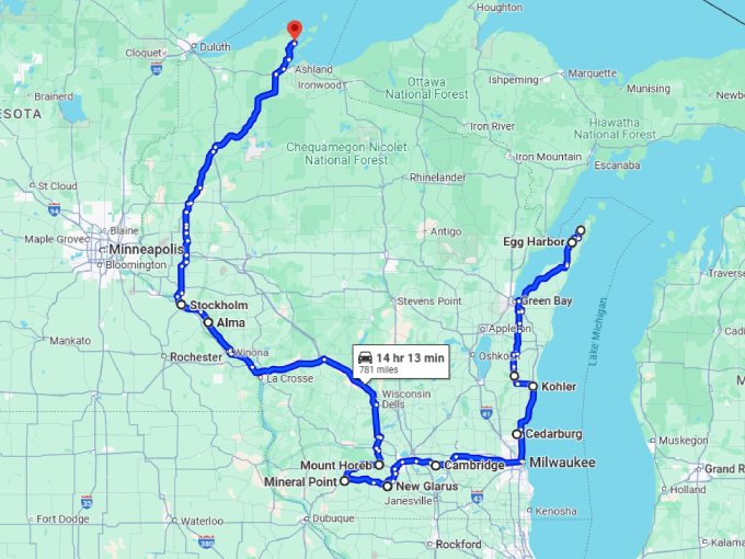 25 enchanting wisconsin road trip map