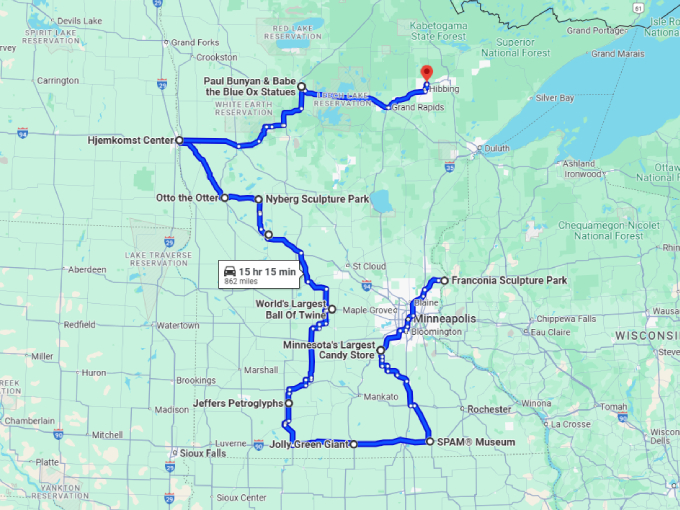 27 minnesota impressive wacky sights map