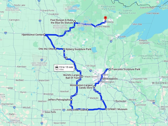 27 minnesota wacky roadside attractions map