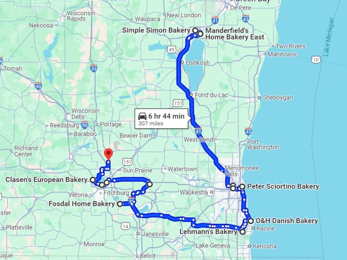 27 wisconsin charming bakeries map