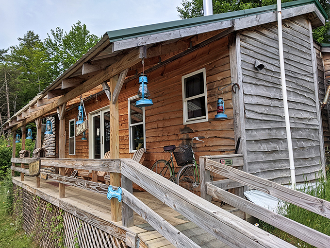 Roadside revelation: A cabin of cured delights awaits curious travelers with growling stomachs.