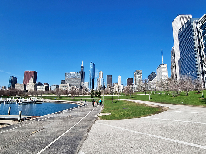 Chicago Riverwalk: Where skyscrapers play peekaboo with the water. It's like Manhattan took a Midwest vacation and decided to show off its good side.