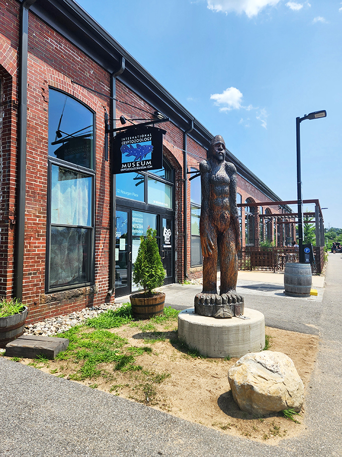 Roadside attraction alert! This Bigfoot statue marks the spot for curious cryptid hunters.