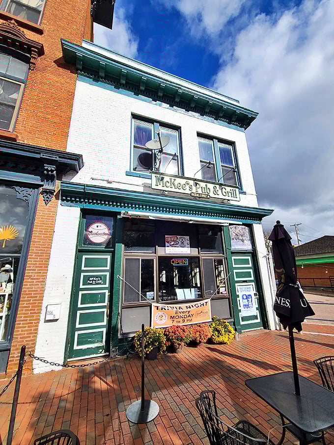 Roadside revelation: McKee's brick facade beckons weary travelers with the promise of cold brews and hot eats.