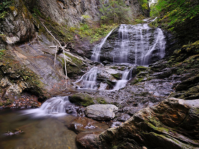 Nature's own shower system! Moss Glen Falls puts your bathroom waterfall setting to shame with its misty, magical cascade.