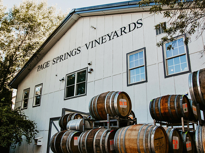 Page Springs Cellars: Where wine barrels outnumber people! This rustic paradise is like your cool aunt's backyard &ndash; if she were a vintner.