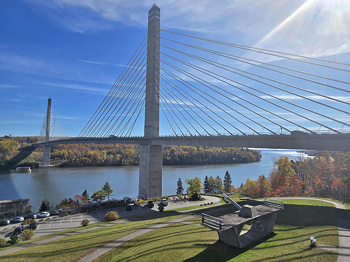Skyscraper views without the city hustle. This bridge-top observatory offers a bird's-eye view of Maine's rugged beauty.