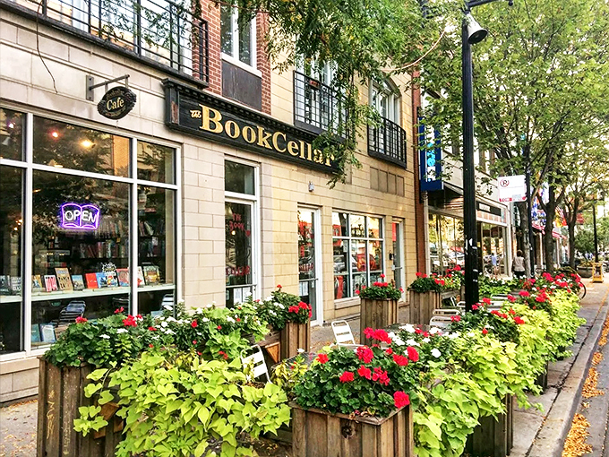 "Park your literary RV at The Book Cellar. This flowery facade leads to a world of wordy wonders."