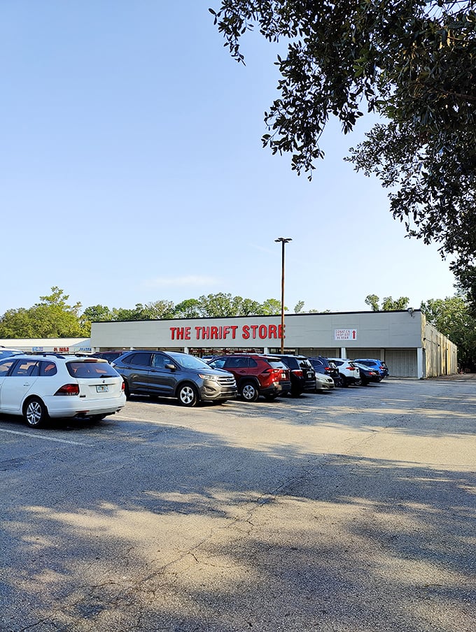 Our thrift journey takes us to this unassuming building. It's like a plain cover hiding a bestselling novel of bargains.