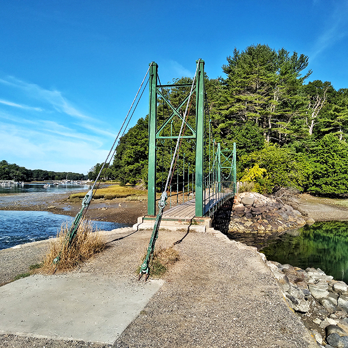 Roadside attraction alert! Stretch those driving legs on Maine's quirkiest bridge &ndash; it's like walking on water, only bouncier.