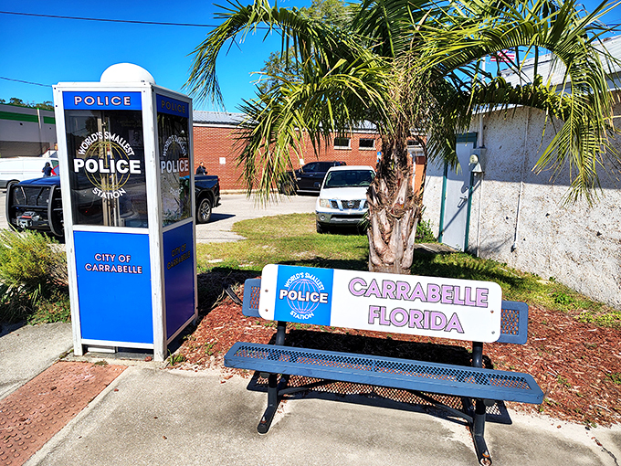 It's like Doctor Who's TARDIS, but for giving speeding tickets. Carrabelle's tiny blue box keeps the peace with minimal legroom.