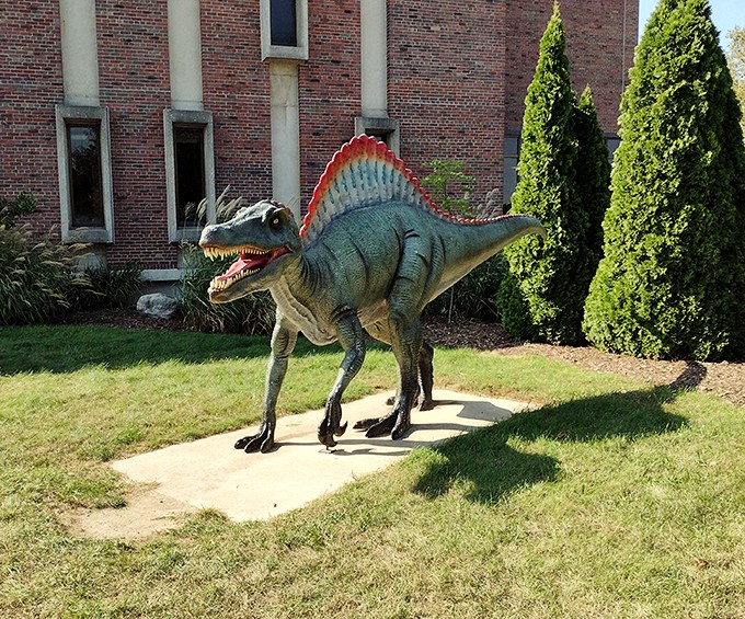 Who needs a time machine? At Western Michigan University, you can bump into a Spinosaurus between classes!
