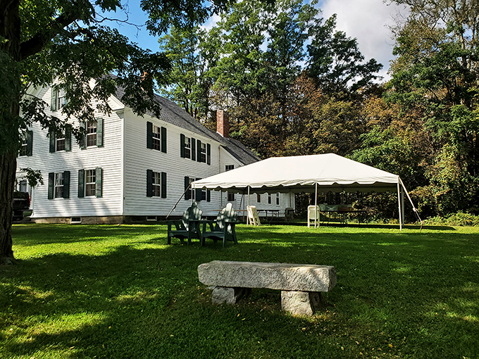 Picturesque perfection! The Dutton Farm House stands proudly, its lawn greener than a rookie farmer's thumb.