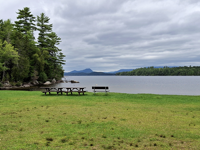 Postcard-perfect serenity. This tranquil lake view at Peaks-Kenny could make even Bob Ross add an extra happy tree.