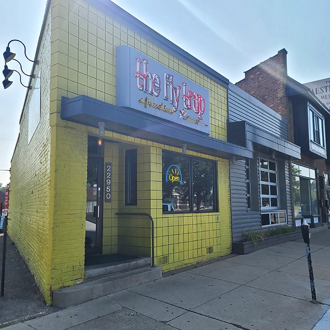 Open sesame to sandwich nirvana! The Fly Trap's inviting entrance is your portal to quirky culinary delights.